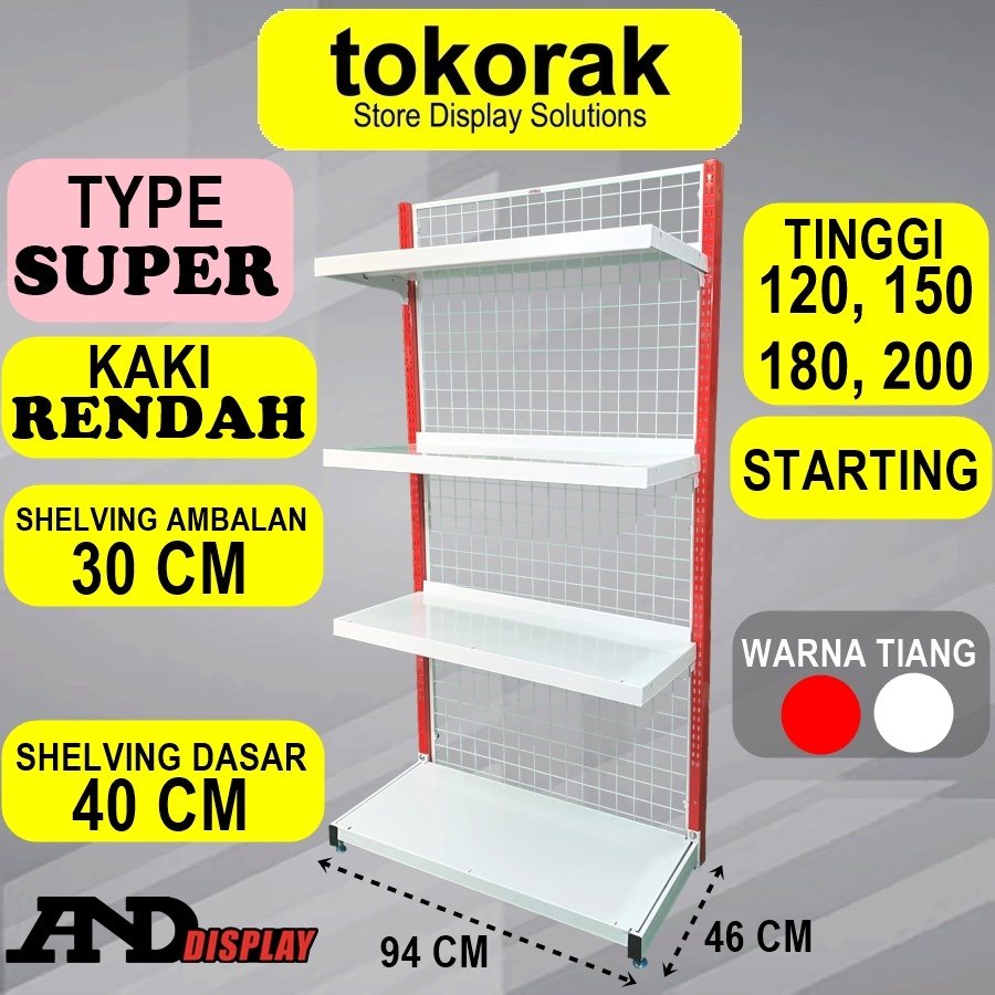 Jual RAK GONDOLA MINIMARKET SINGLE STARTING SUPER KR 40 / 30 CM AMBALAN ...