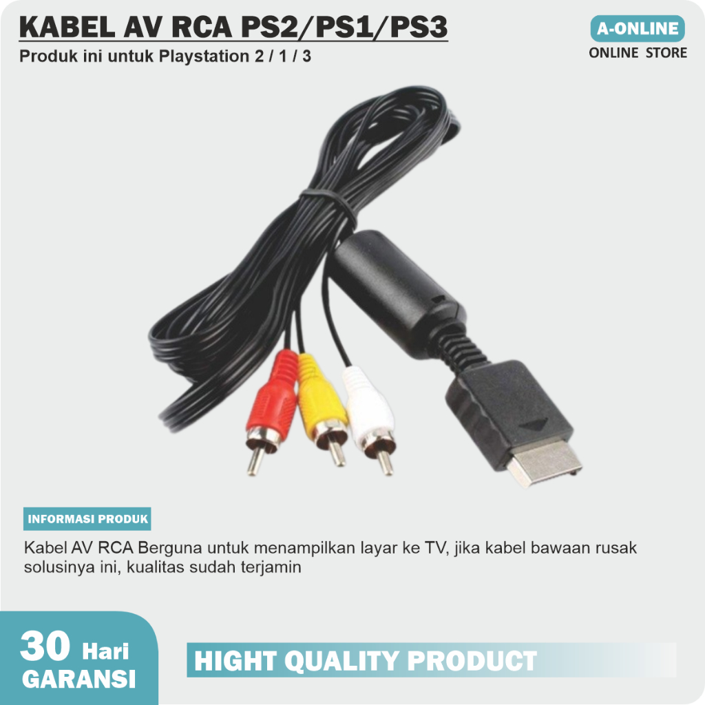 Jual Kabel AV RCA Cable AV Playstation 2 Best Quality For PS2,PS3 ...