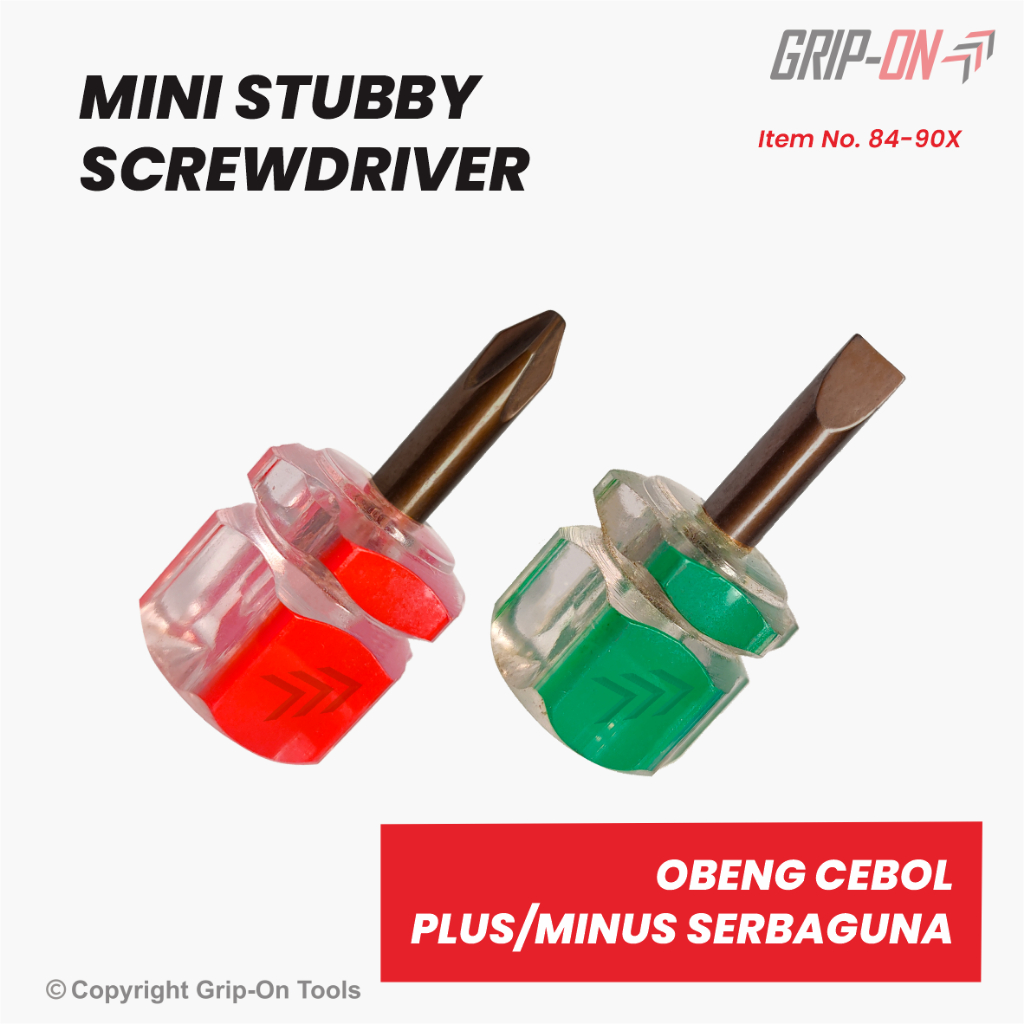 Jual Grip-On Mini Stubby Screwdriver Obeng Cebol Plus Minus Serbaguna ...