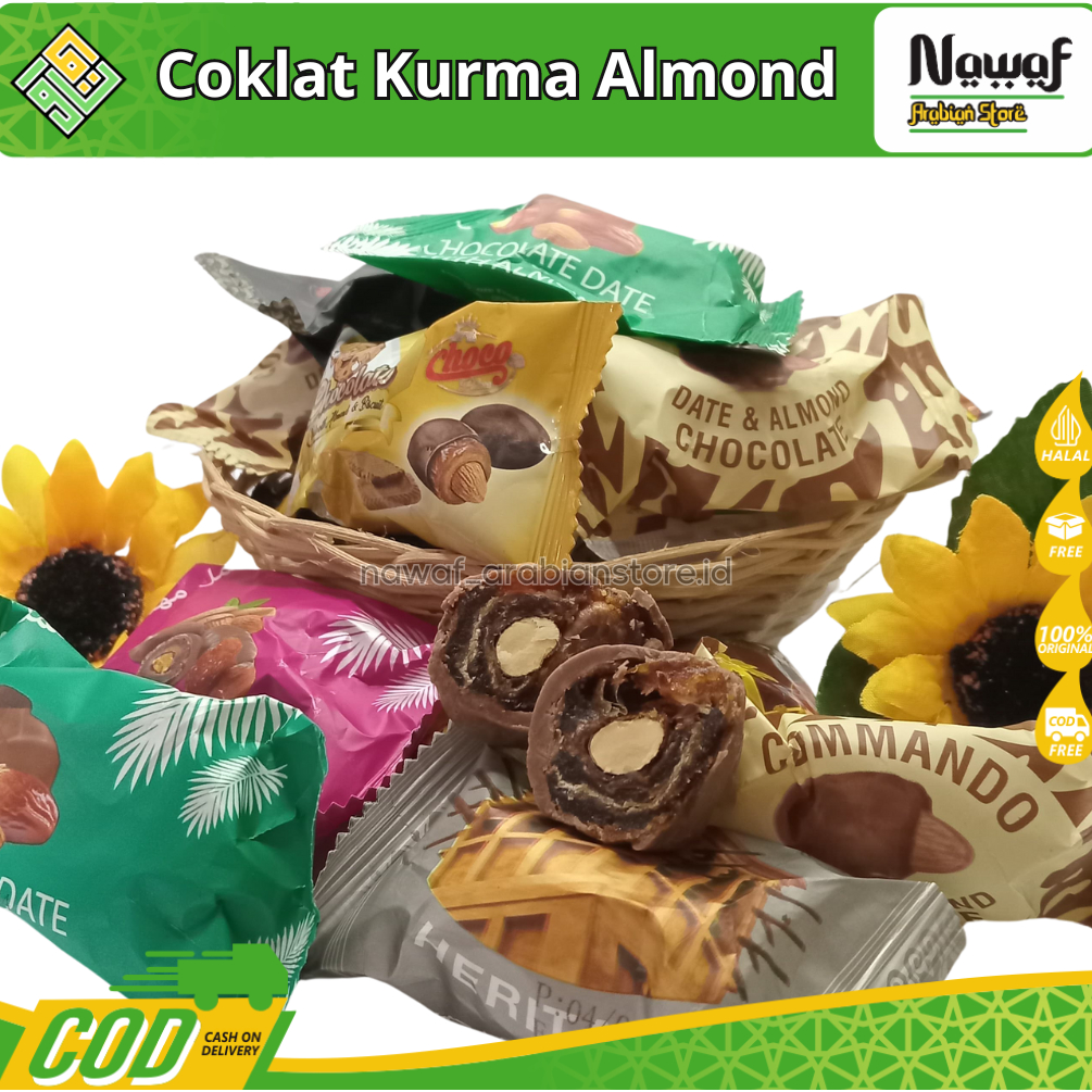 Jual Cokelat Kurma Isi Almond Lapis Coklat | Chocolate Dates With ...