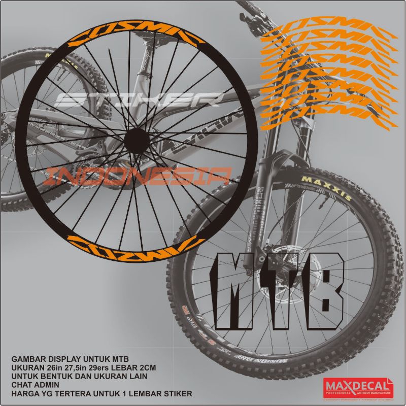 Jual stiker velg sepeda sticker rims sepeda mtb COZMIC | Shopee Indonesia