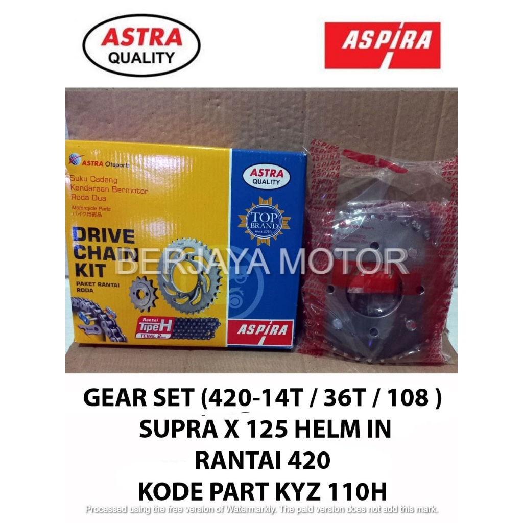 Jual GEAR SET SUPRA X 125 HELM IN RANTAI 420 KODE KYZ 110H 420-14T 36T ...