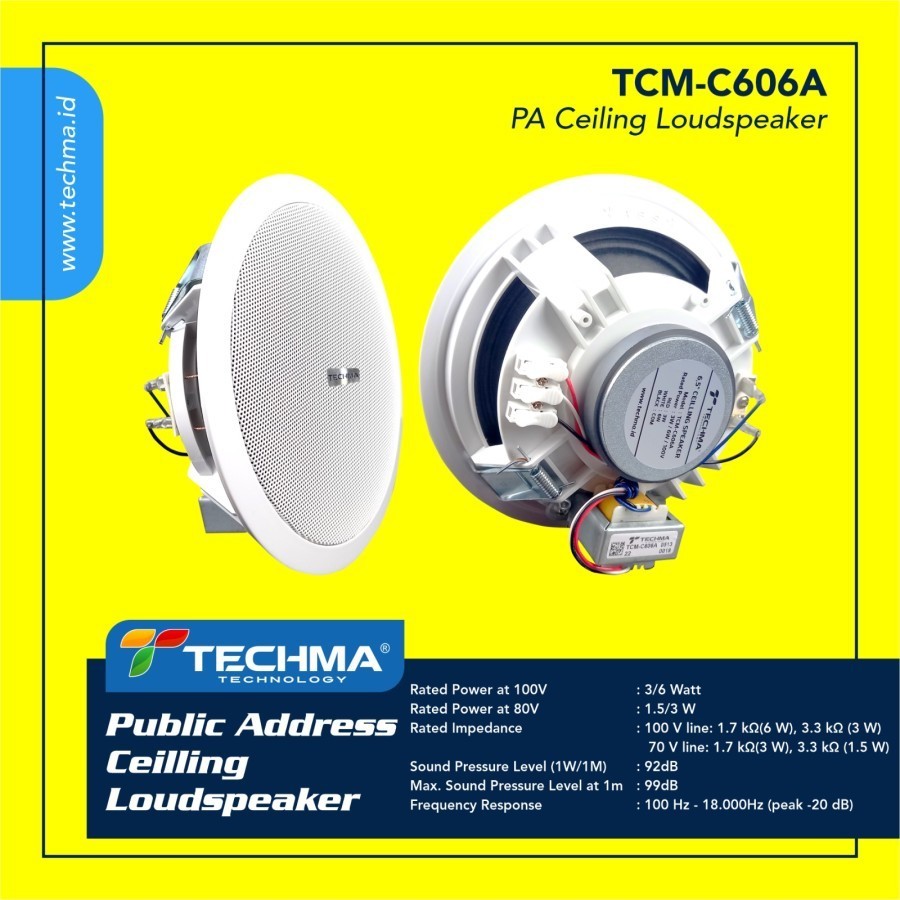 Jual Techma Ceiling Speaker 6watt TCM-C606A - Speaker Plafon Harga ...
