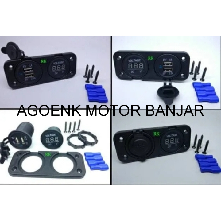 Jual VOLMETER 2 USB CHARGER HP MOTOR NMAX PCX AEROX XMAX VARIO DLL-BIRU ...