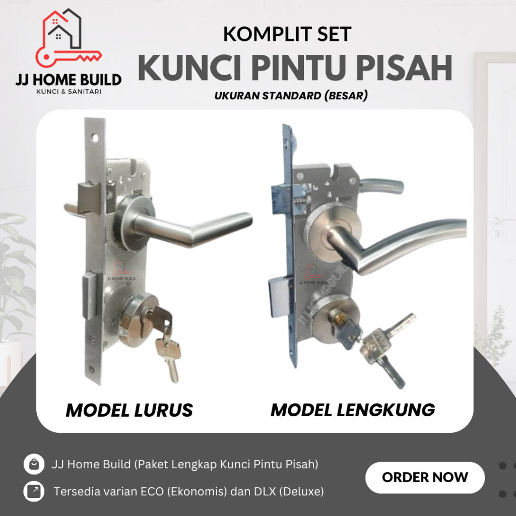 Jual Paket Kunci Pintu Pisah Stainless Steel/Gagang Pintu Kunci Pisah Stainless Steel/Handle ...
