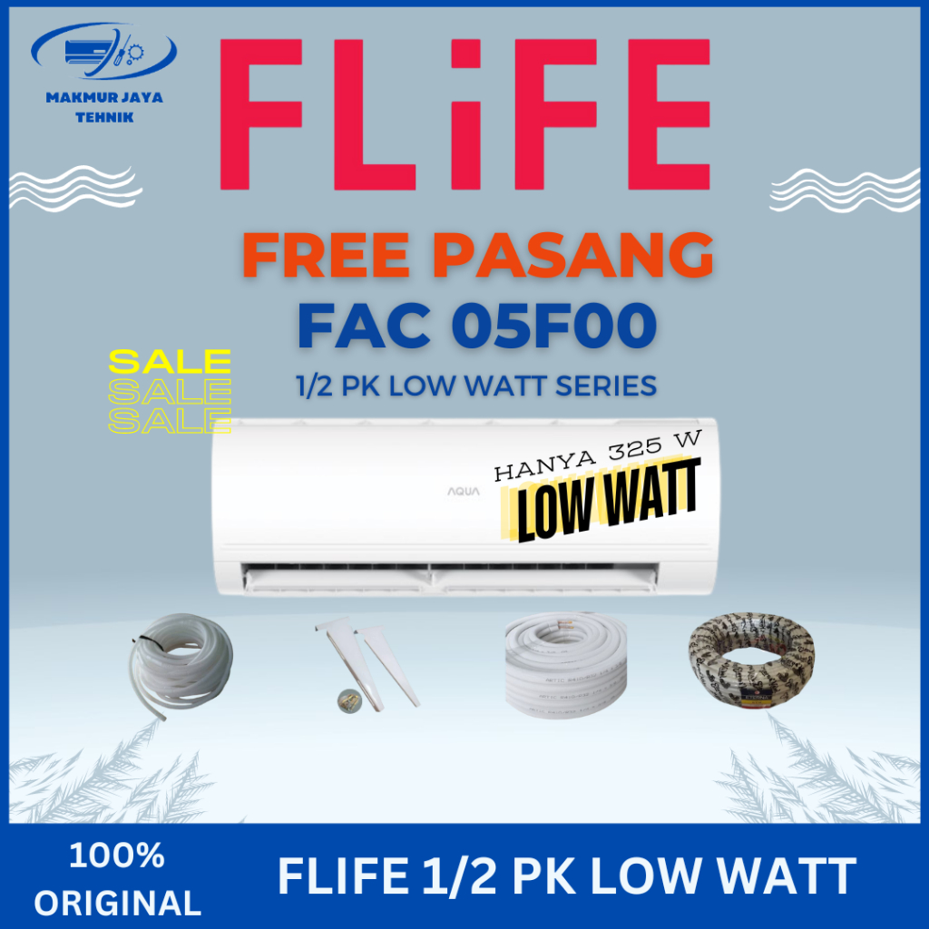 Jual AC FLIFE 1/2 PK LOW WATT 05FCOO + PASANG SUPORT BY GREE | Shopee ...