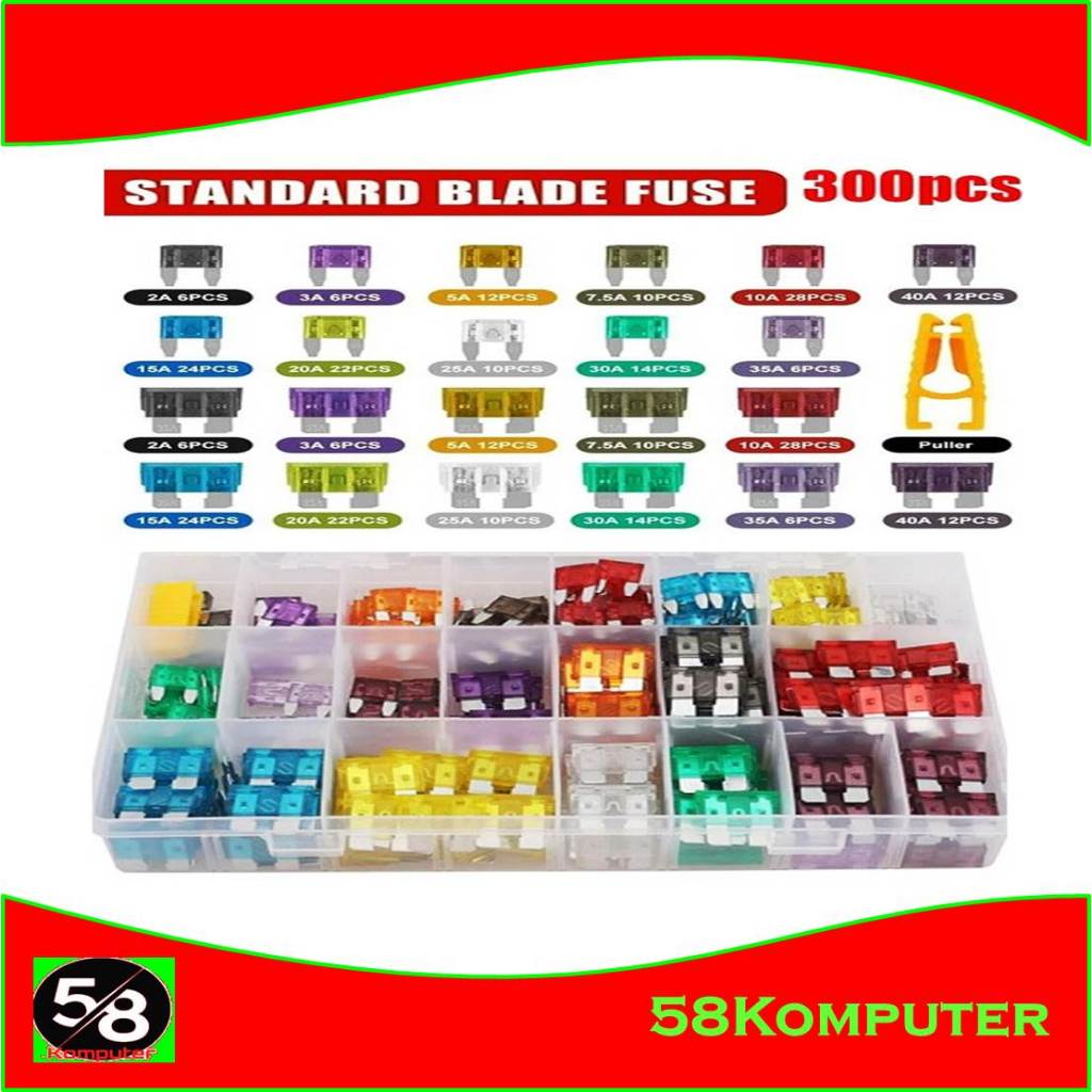 Jual 300pcs Sekring Mobil Car Fuse Blade Medium with Box Set Sikring ...