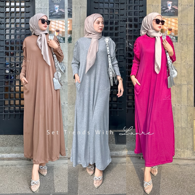 Jual Nata Knit Dress - Gamis Murah Premium Bahan Knit | Shopee Indonesia