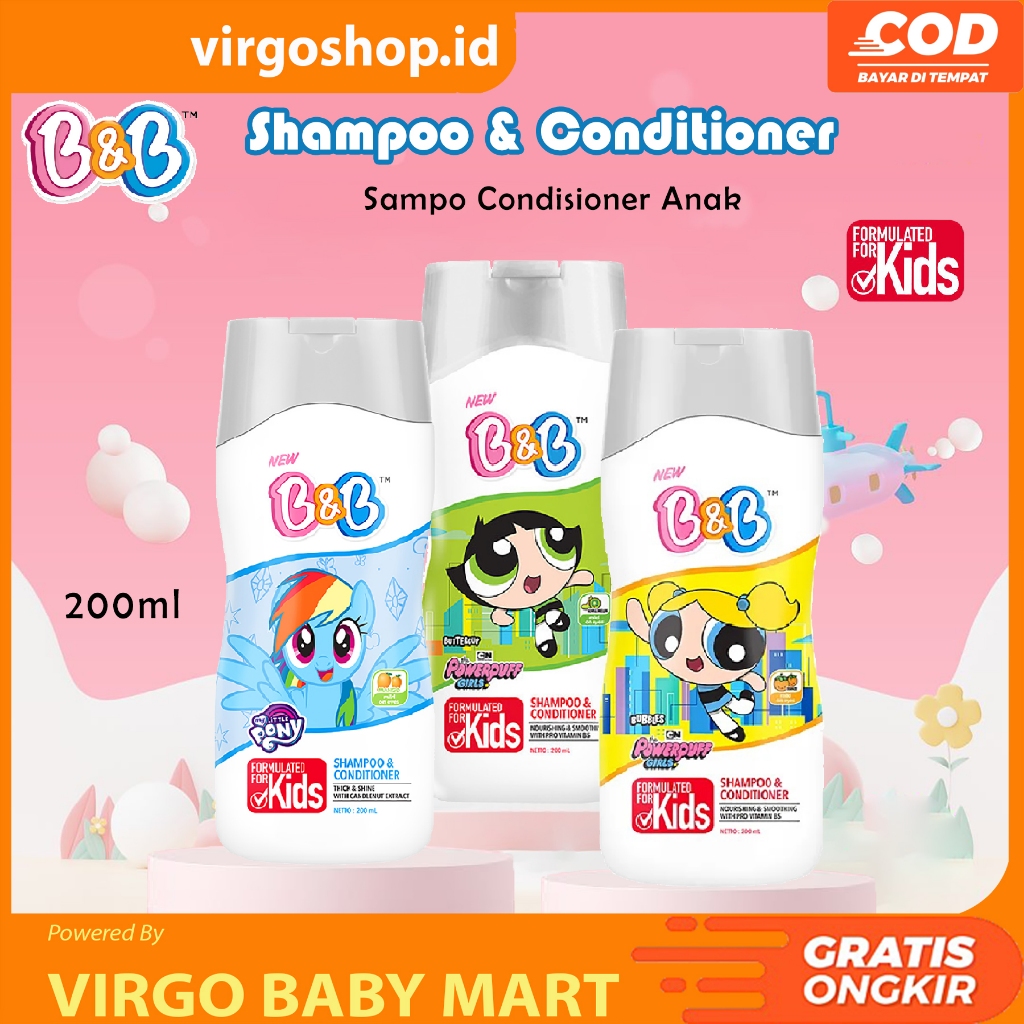 Jual B&B Kids Shampoo Conditioner 200 ml Botol Sampo Anak Anak | Shopee ...
