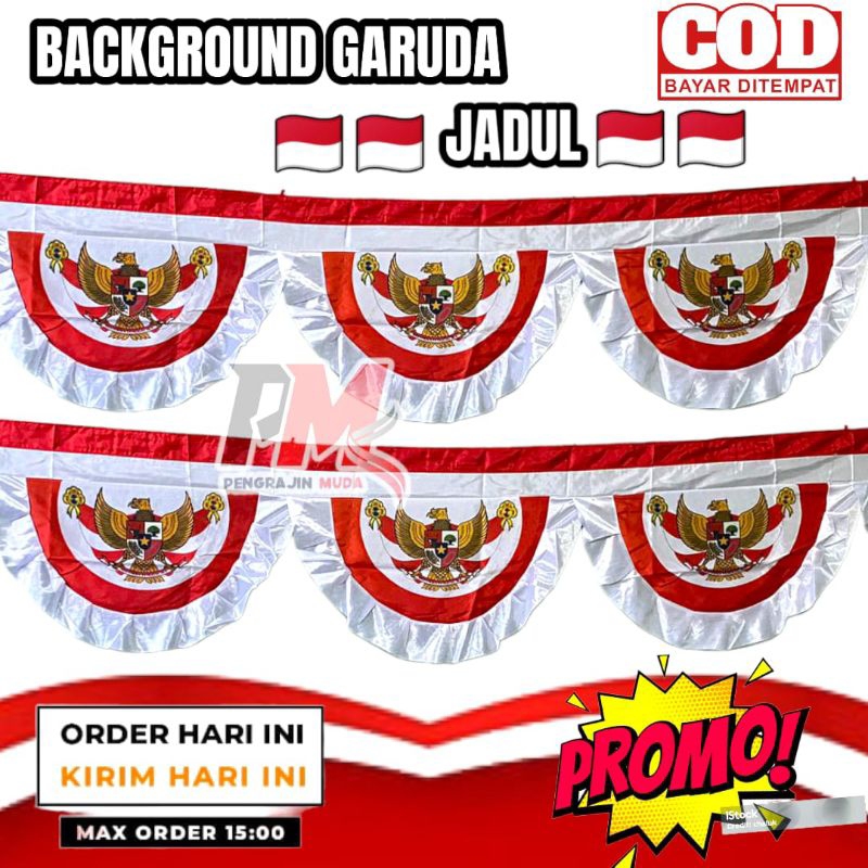 Jual BENDERA BACKGROUND GARUDA JADUL MERAH PUTIH 10 GELOMBANG | Shopee Indonesia