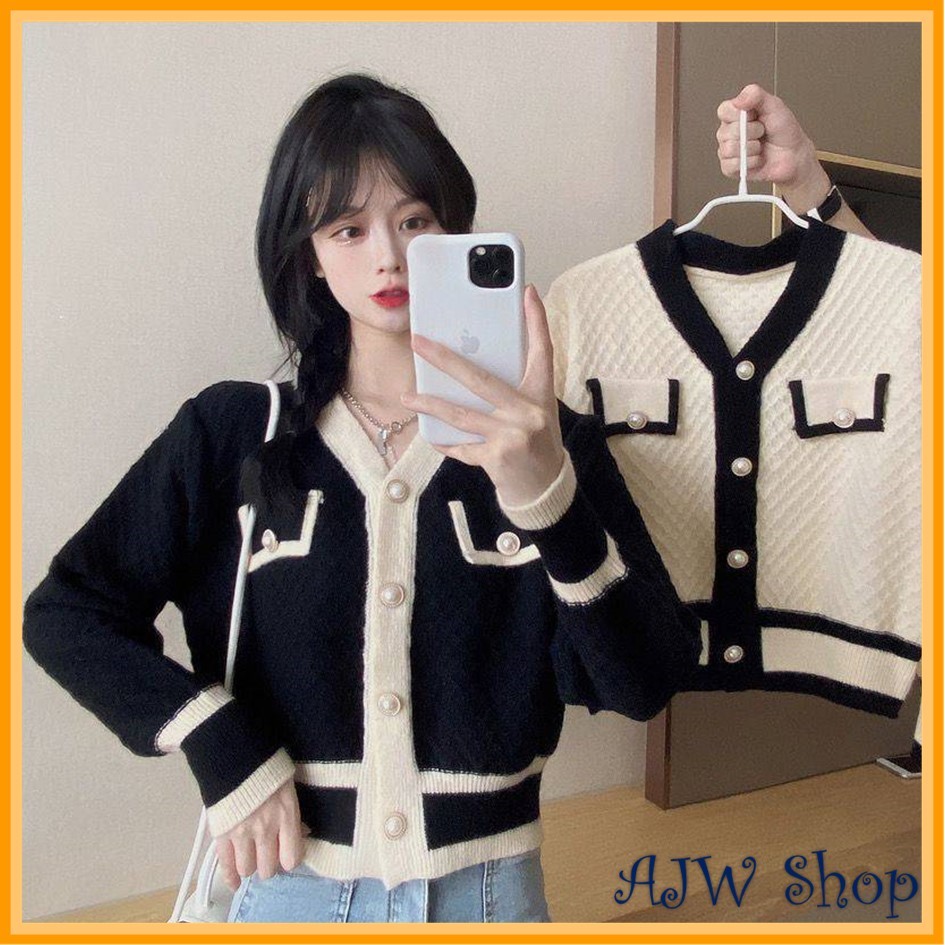 Jual AJW Cardigan Rajut Wanita Two Pocket Off Knit Premium WCZ | Cardigan Rajut Crop Two Pocket ...