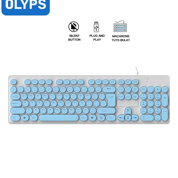 Jual Jual OLYPS Keyboard Wired USB 14 Keys Tuts Bulat Blue Macarons ...