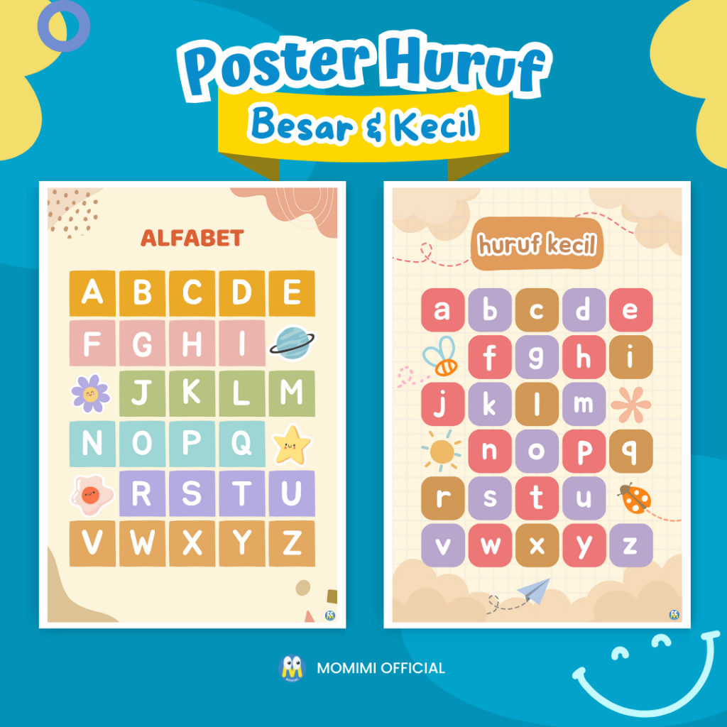 Jual Poster Edukasi Anak Belajar HURUF BESAR - HURUF KECIL Estetik ...
