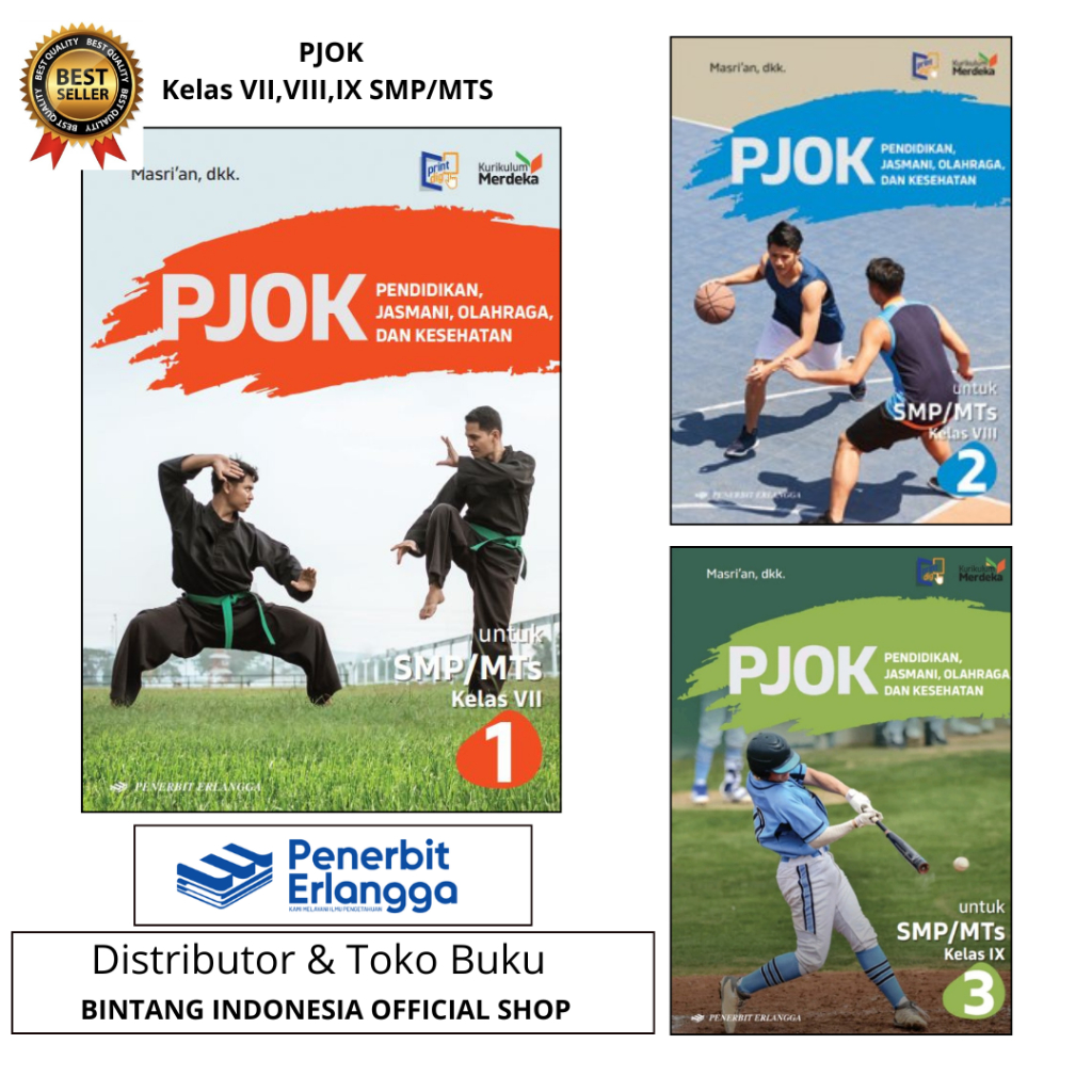 Jual Erlangga - Buku Pelajaran PJOK Kelas 1/VII, 2/VIII, 3/IX SMP/MTs ...