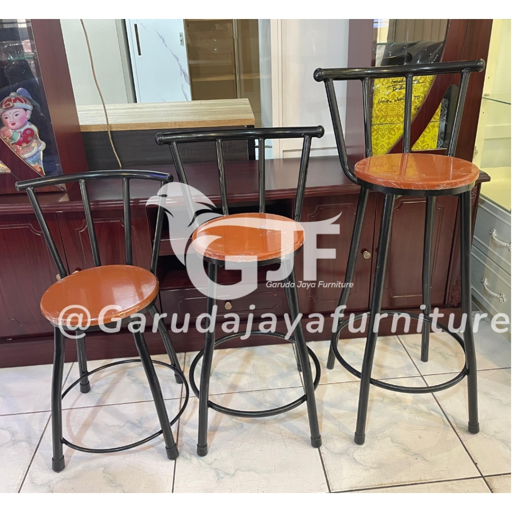Jual [ BESI LEBIH TEBAL ] KURSI BAR BESI JOK KAYU / KURSI BAR STOOL ...