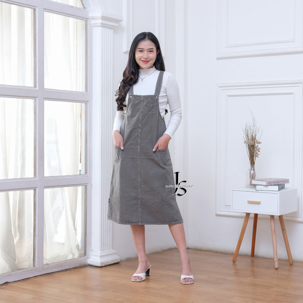 Jual Jumsuit Overall Jeans Rok Panjang Wanita Korean Style | Shopee ...