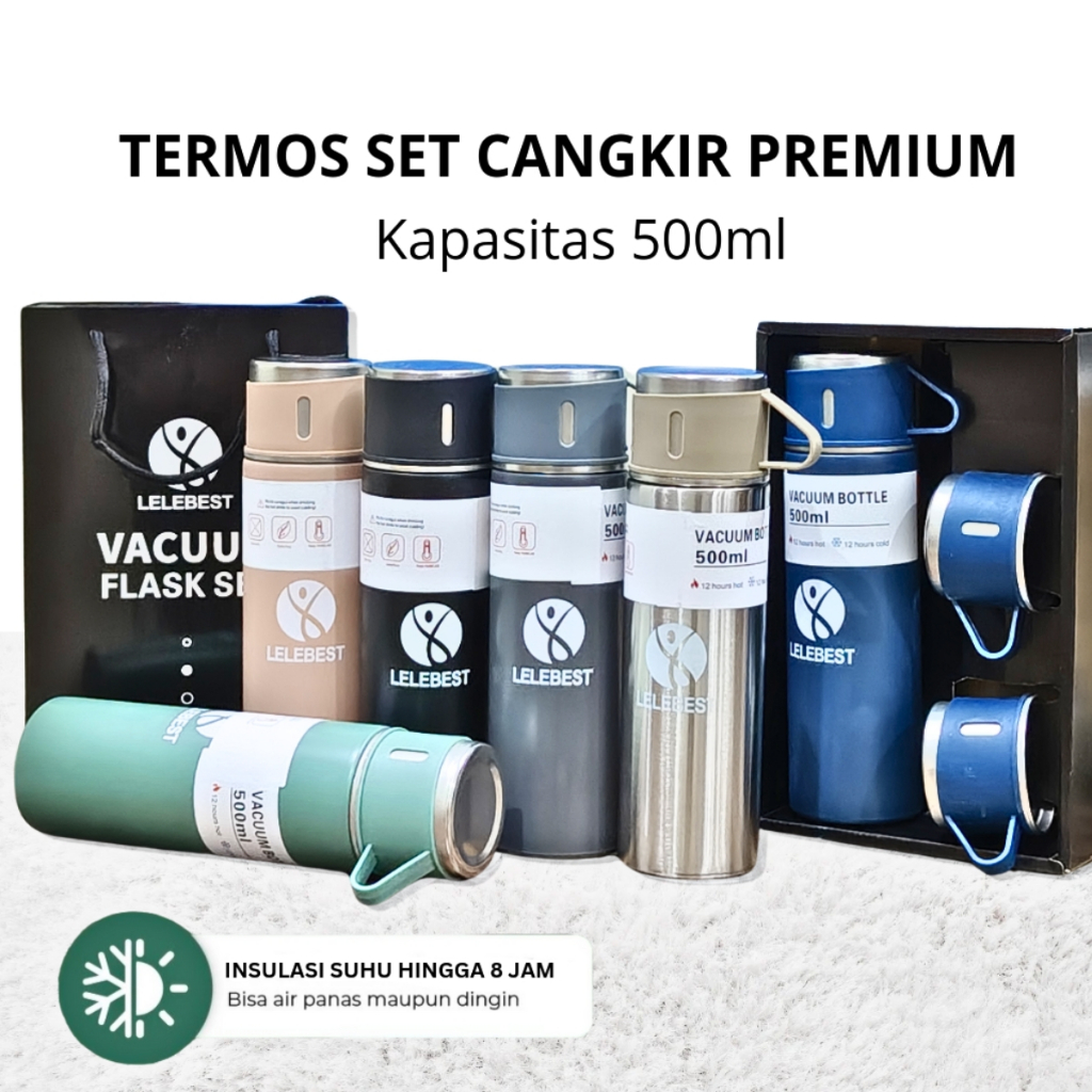 Jual Termos Sultan Vacuum Flask Set / Botol Minum Cangkir Premium 500 ...