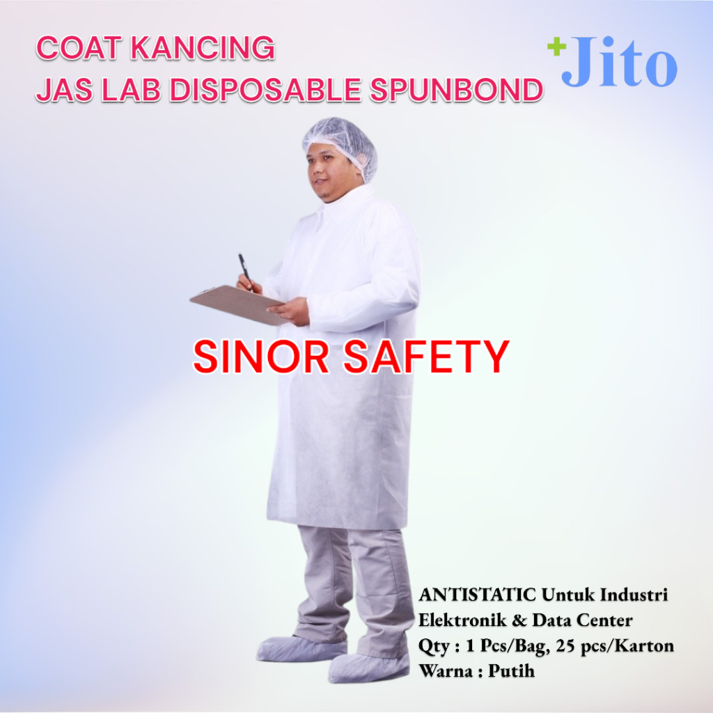 Jual Jas JITO Coat KANCING Jas Lab Disposable Spunbond ANTISTATIC ...