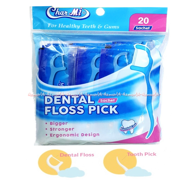 Jual Char Mi Dental Floss Pick 20sachet Tusuk Gigi Benang Charmi Char ...