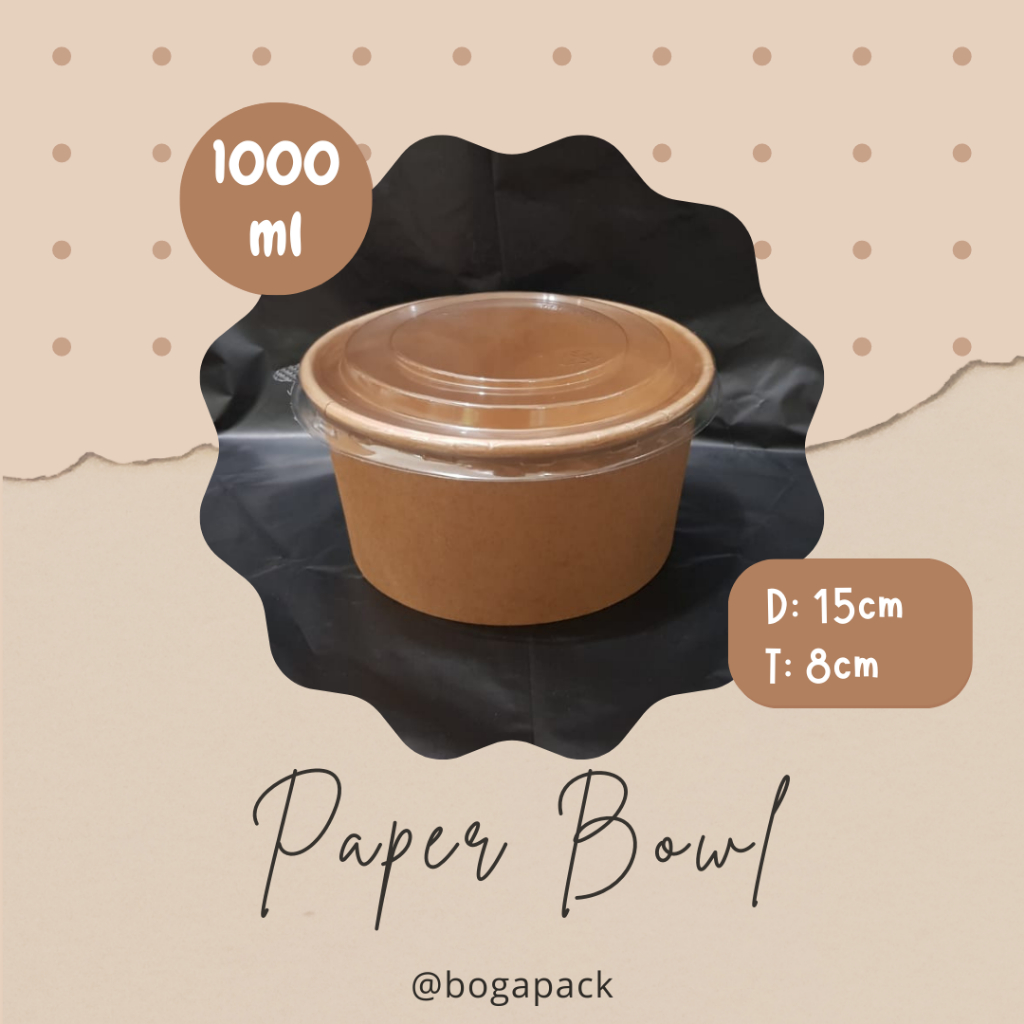 Jual Paper Salad Bowl 1000ml / Paper Bowl Brown Kraft / Mangkuk Kertas ...
