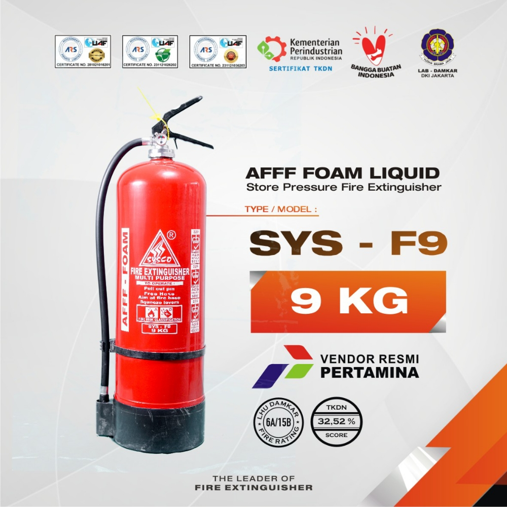 Jual APAR 9 Kg Premium SYSCO FIRE - FOAM / POWDER / CO2 - Alat Pemadam Api Kebakaran / Fire ...
