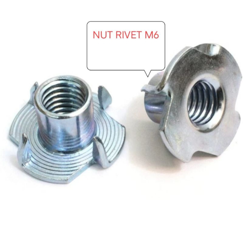 Jual T Tee nut M6 mur cakar cakram tanam kayu furniture silver speaker | Shopee Indonesia