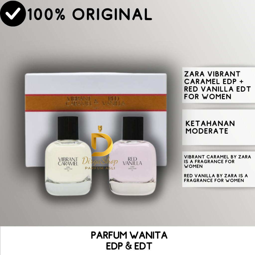 Jual ZARA VIBRANT CARAMEL EDP + RED VANILLA EDT For Women | Shopee ...