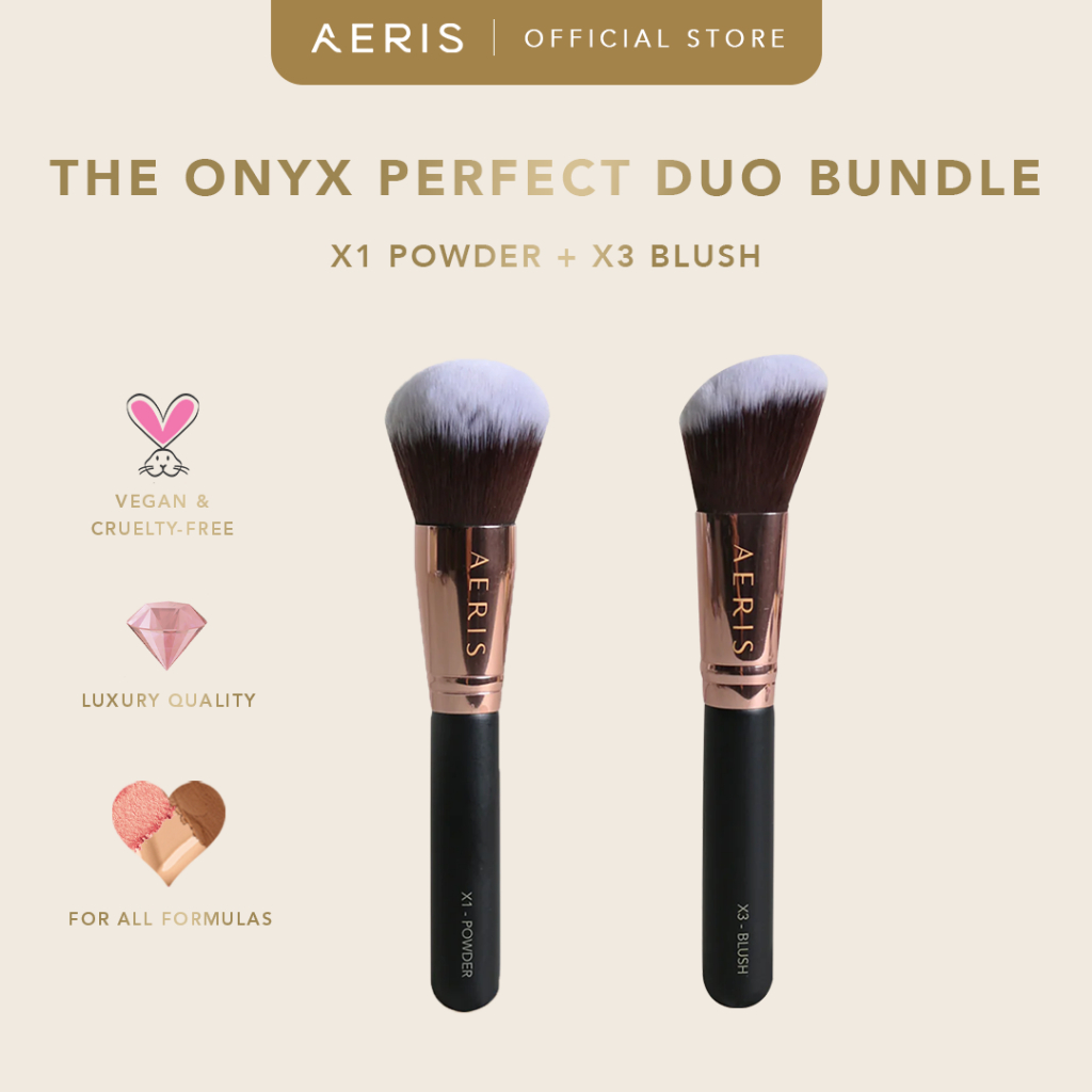 Jual Aeris Beauté The Onyx Perfect Duo Bundle | 1 Set Bundle Paket Kuas Wajah Alat Make Up Brush ...