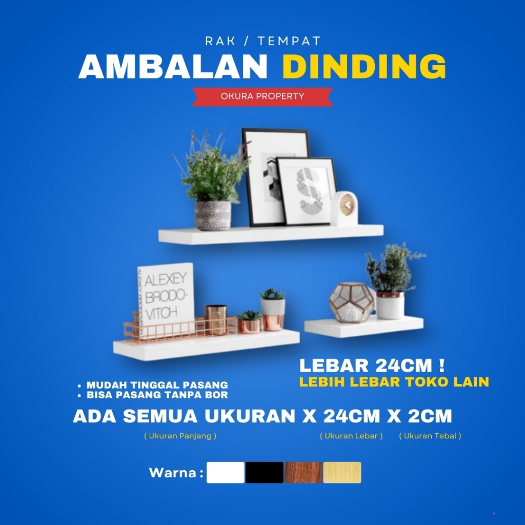 Jual Ambalan Rak Dinding Minimalis Hiasan Papan Hambalan Kayu Laci ...