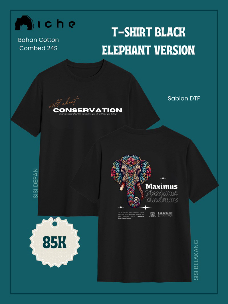 Jual Open Pre Order - T-shirt Gajah Black Version | Shopee Indonesia