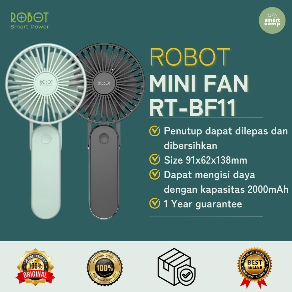 Jual KIPAS ANGIN PORTABLE MINI FAN ROBOT RT-BF11 2000MAH / BF22S ...