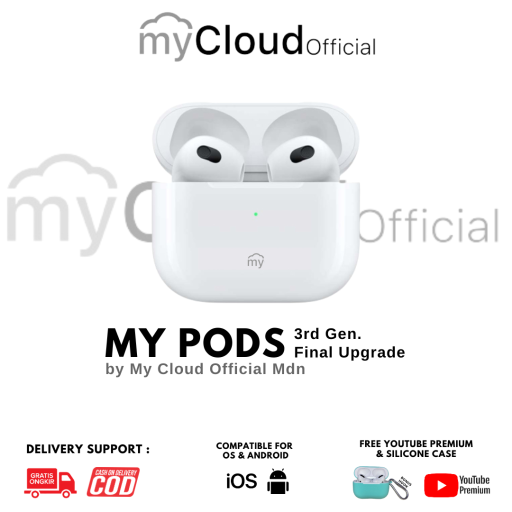 Jual [3rd Gen] My Pods Earphone Bluetooth Connection (FREE Case ...