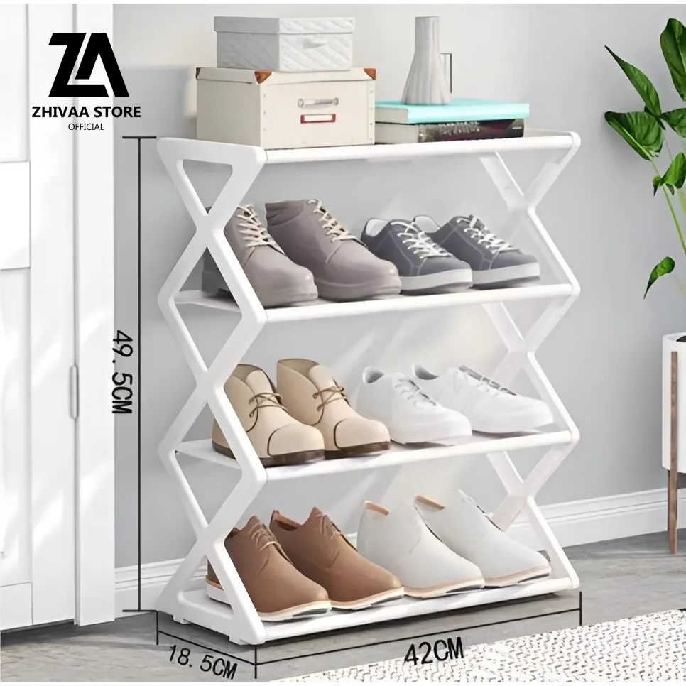 Jual Rak Sepatu Zigzag 4 Susun Shoes Rack Modern Minimalis Rak Sandal ...