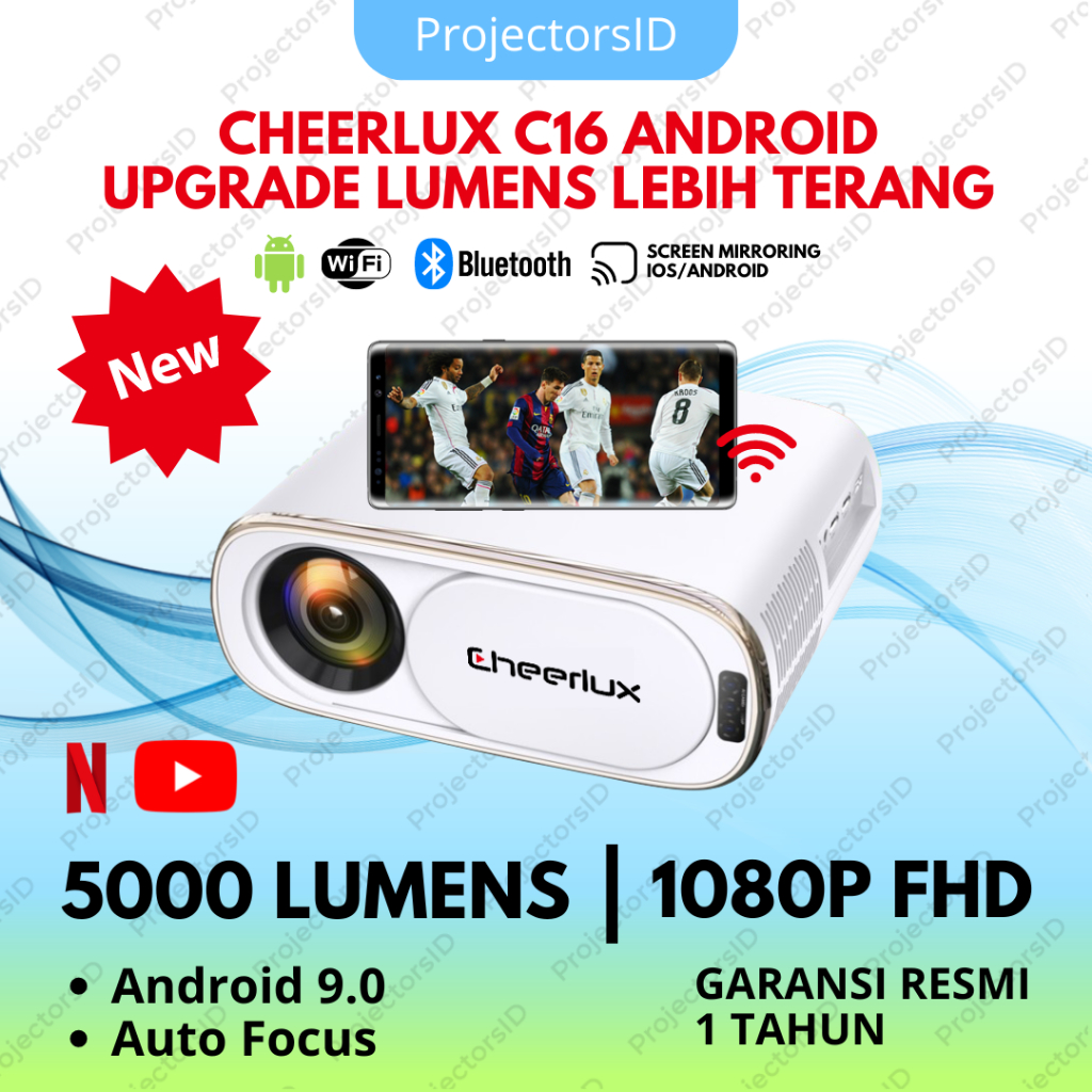 Jual Smart Proyektor Cheerlux C16 Android Wifi 5000 Lumens | Proyektor Android 4K Full HD ...
