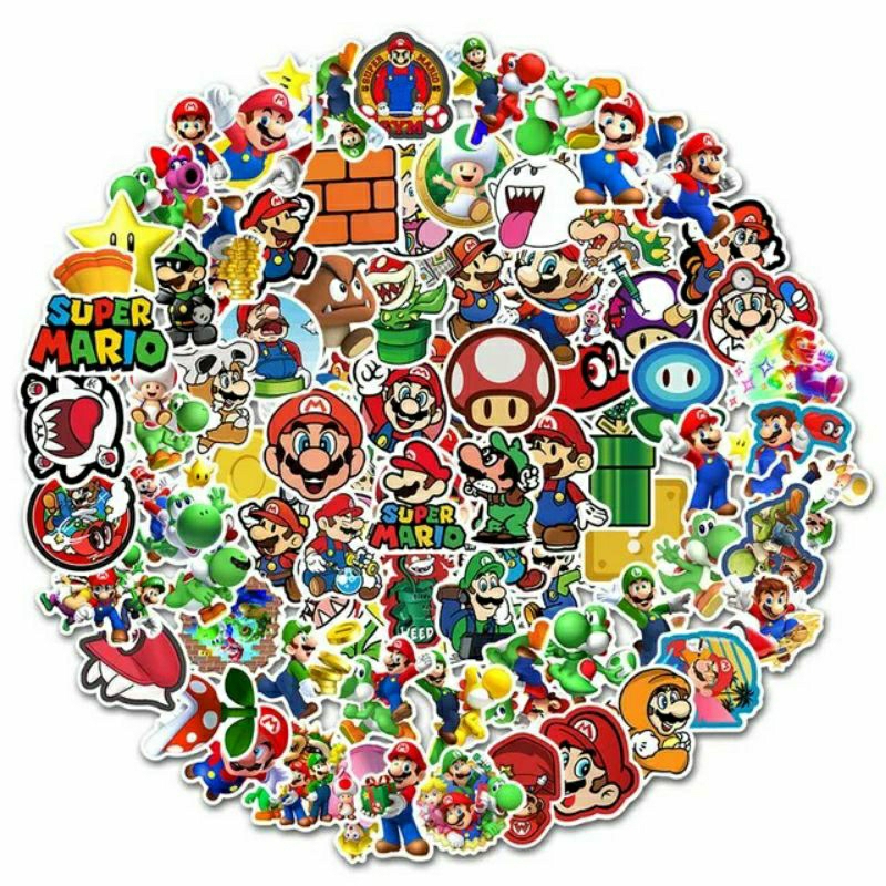 Jual Stiker Super Mario Sriker Mario Bros Stiker Kartun Stiker Anti Air ...