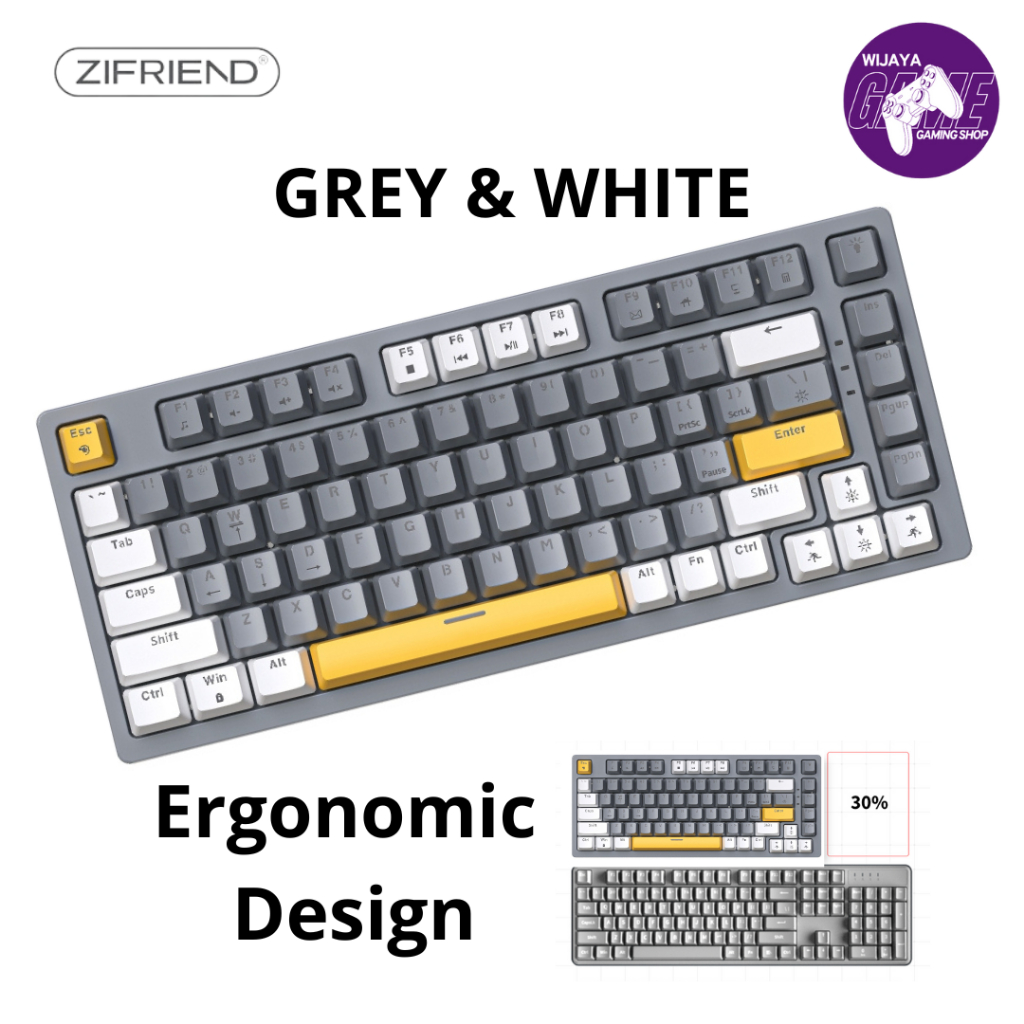 Jual ZIFRIEND T82 Mechanical Gaming Keyboard Red Switch Pluggable 80% ...
