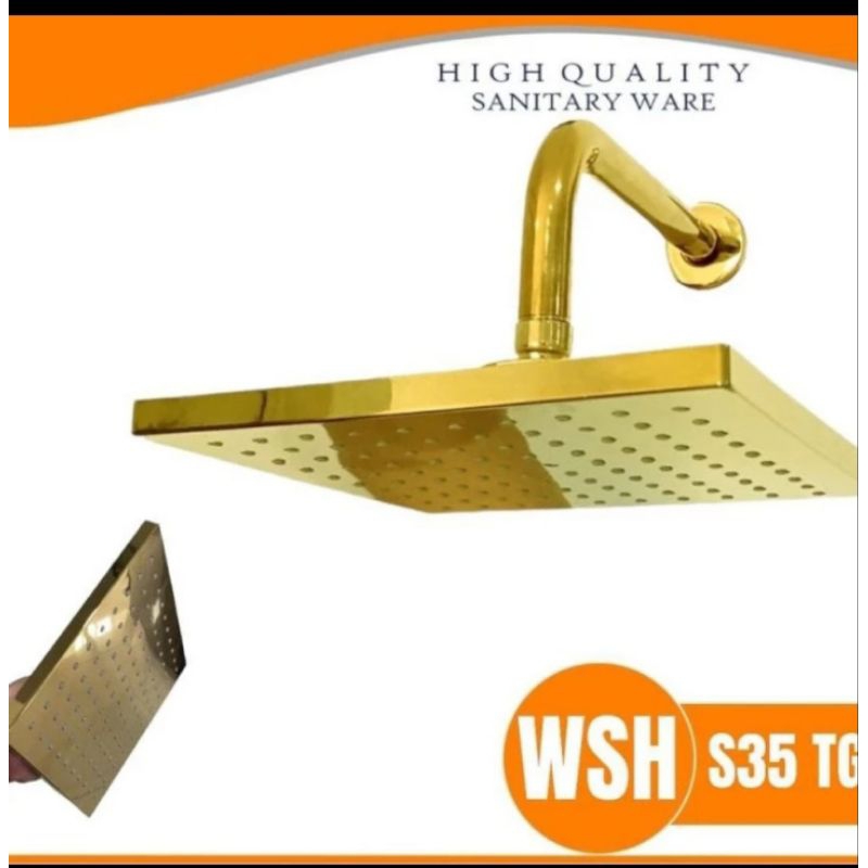 Jual Paket wall shower set stainless gold + kran tanam gold / wall ...