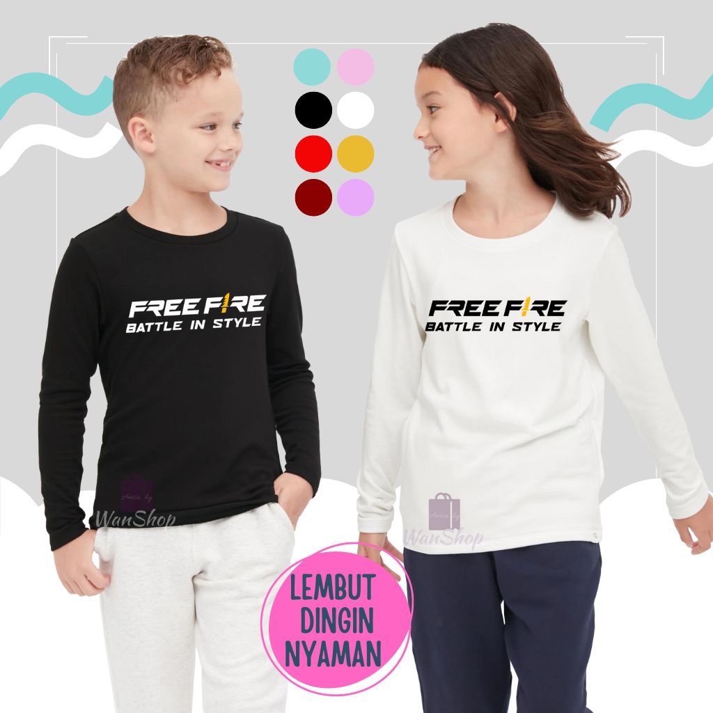 Jual Baju Kaos FREE FIRE FF Anak Laki Laki dan Perempuan Lengan Panjang ...