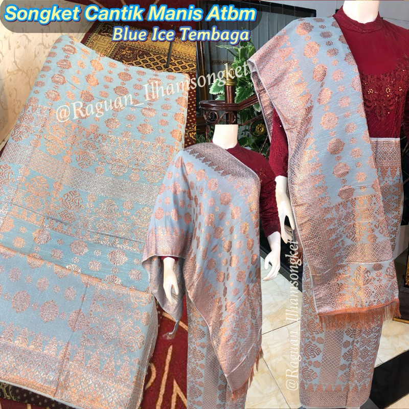 Jual Songket Tenun Atbm Cantik Manis Tembaga [Warna Blue Ice] songket ...