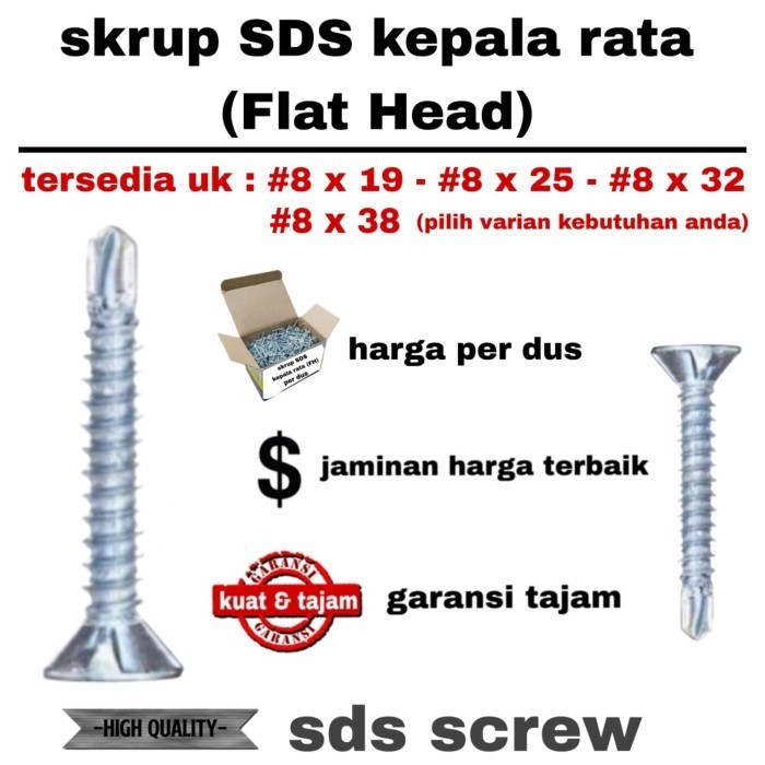 Jual Sekrup SDS kepala rata (Flat Head) / Skrup SDS murah - Harga Per ...