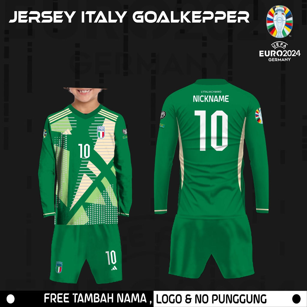 Jual Setelan jersey anak sepak bola kaos kiper timnas itali baju piala ...