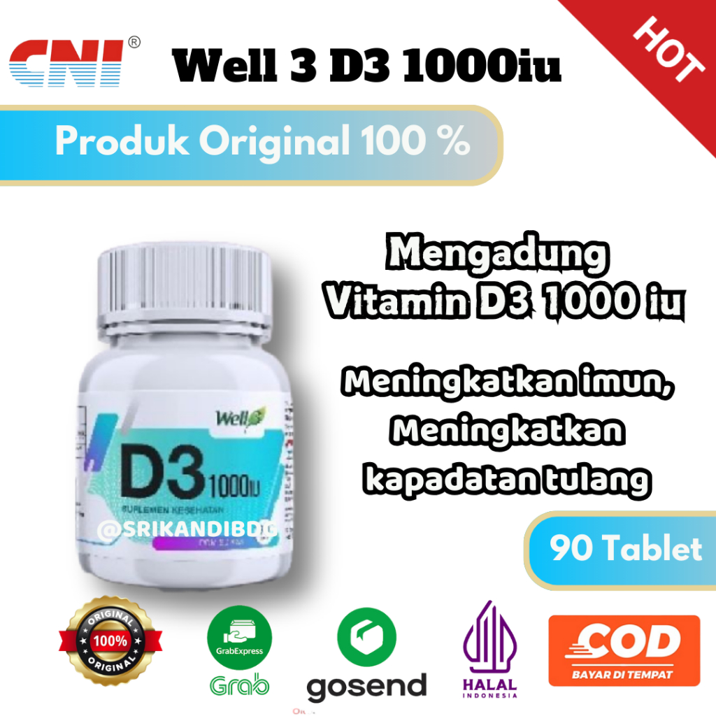 Jual CNI Well3 d3 1000iu mengandung vitamin D3 meningkatkan imunitas tubuh | Shopee Indonesia