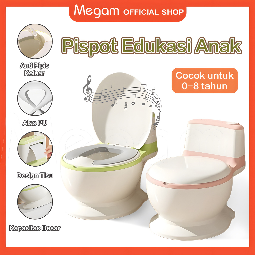Jual Megam Pispot Bayi WC Training Anak Bahan PVC Empuk Nyaman Toilet ...