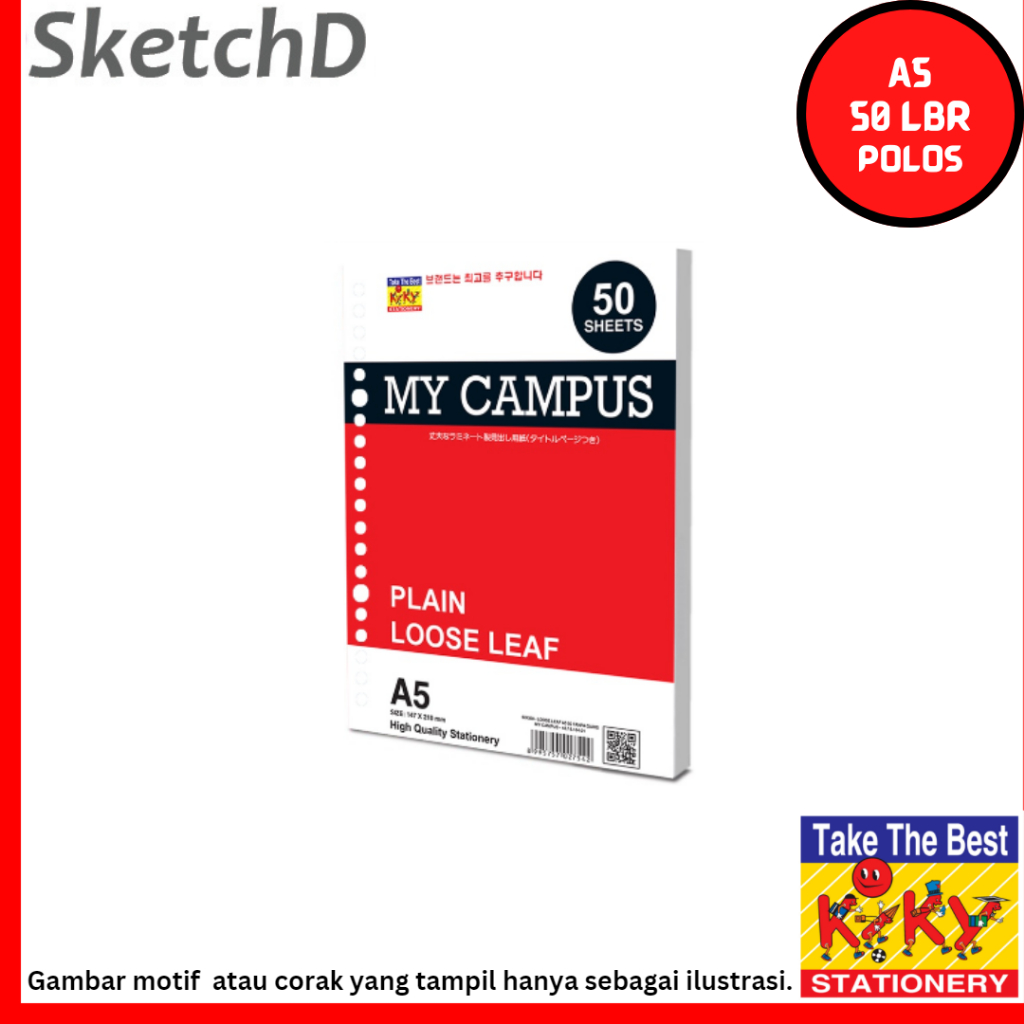 Jual Kertas Binder File A5 POLOS TIDAK BERGARIS Kiky Loose Leaf Plain ...