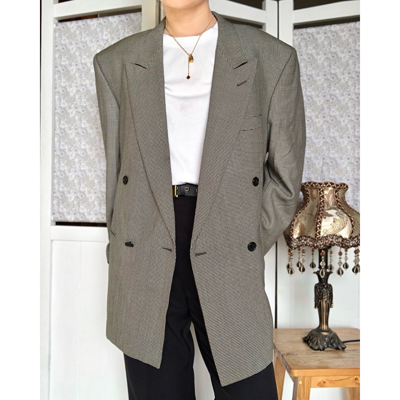 Jual Double Breasted Pattern Oversized Blazer | Shopee Indonesia