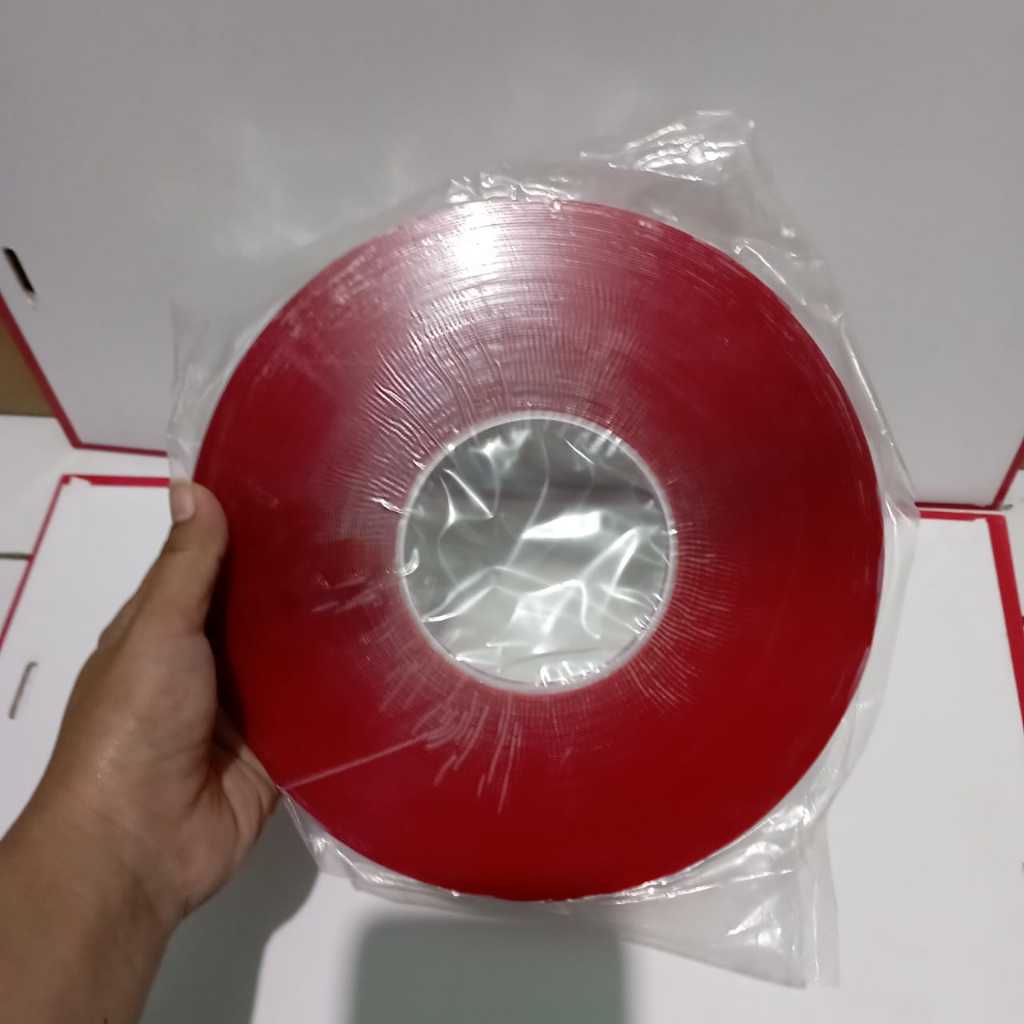Jual Double Tape Merah 8 mm X 33 meter Perekat Lem Bolak Balik Double ...