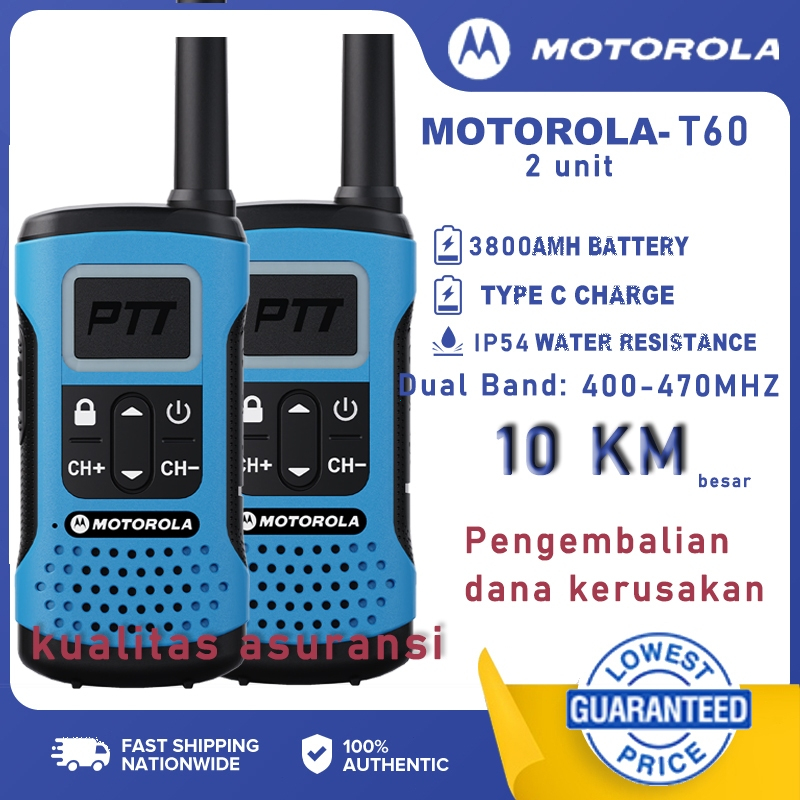 Jual HT MOTOROLA T60 Walkie Talkies 2unit Panggilan jarak jauh Cocok untuk hotel sekolah di luar ...