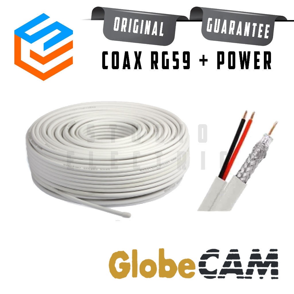 Jual GlobeCAM Kabel Coaxial RG59 + Power DC CCTV Cable Putih - Per ...