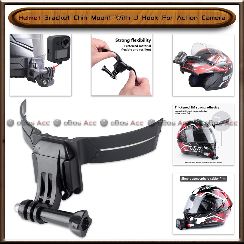 Jual Helmet Bracket Chin With J Hook Mount Mounting Helm Motovlog Motor ...