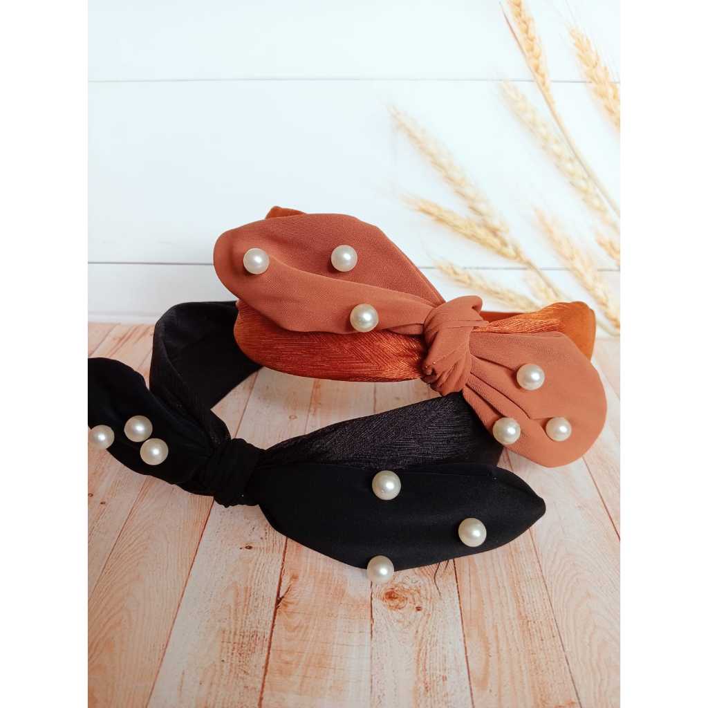 Jual Bando Pita Mutiara Ukuran Lebar / Bando Pita Mote Mutiara Kain ...